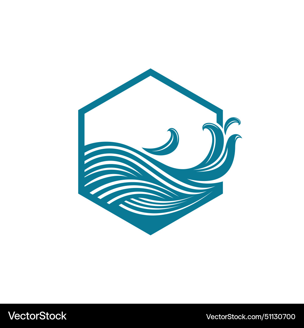 Wave logo with hexagon concept Royalty Free Vector Image