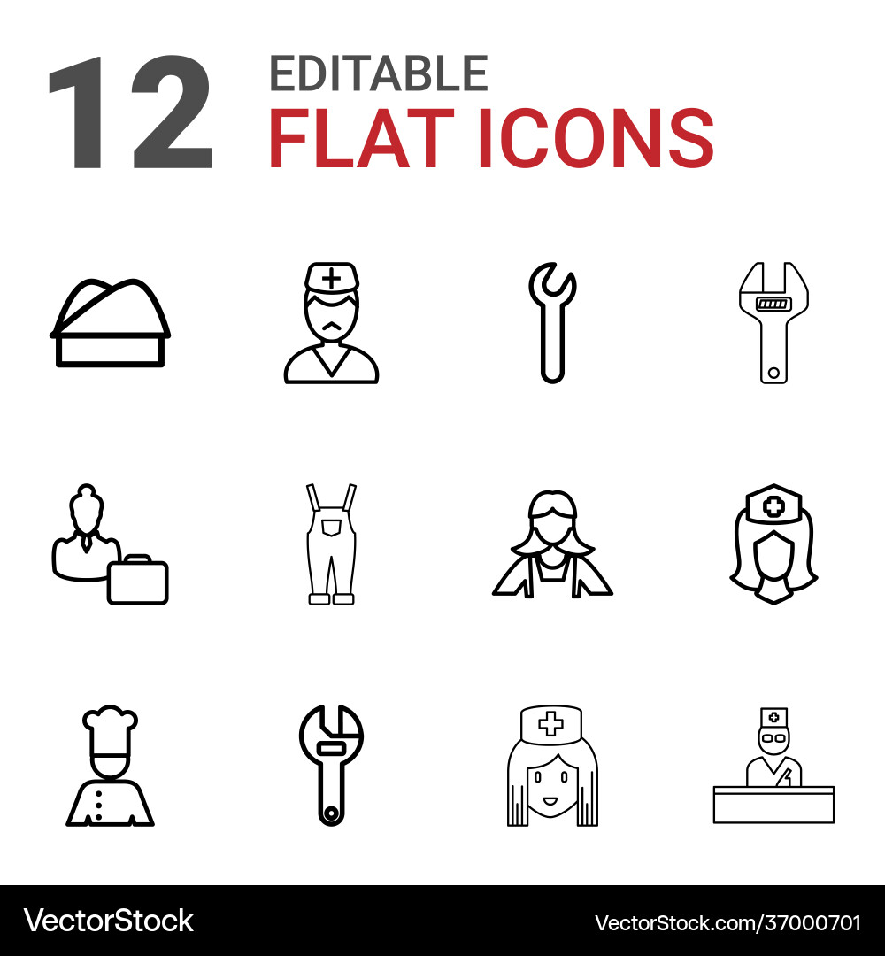 12 Berufssymbole Lizenzfreies Vektorbild - VectorStock
