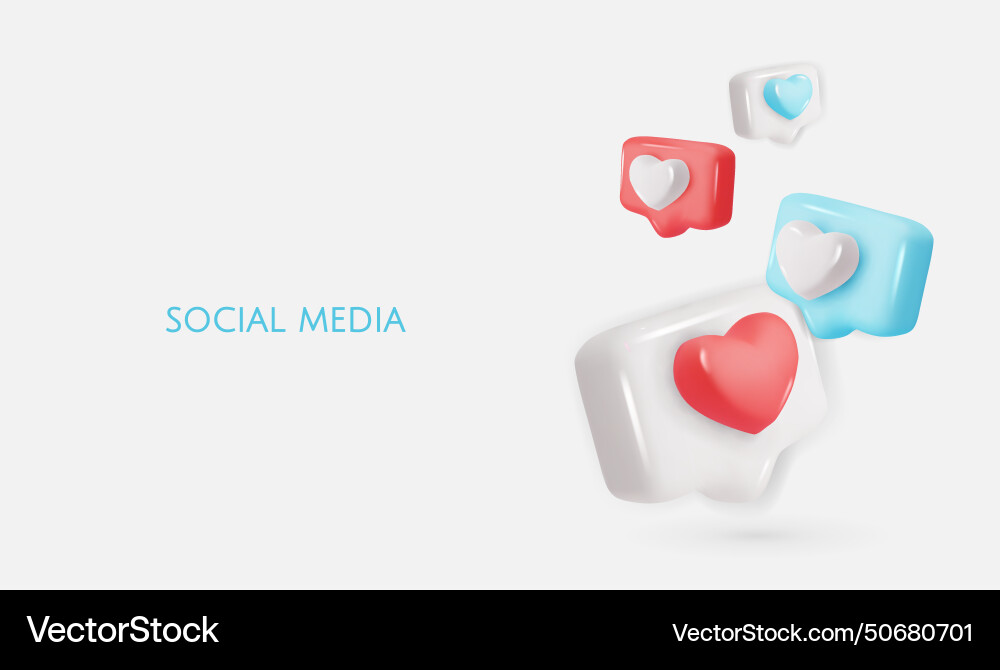 3d icon message dialog button with heart Vector Image