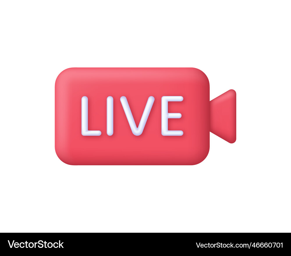 3d live streaming icon broadcasting Royalty Free Vector