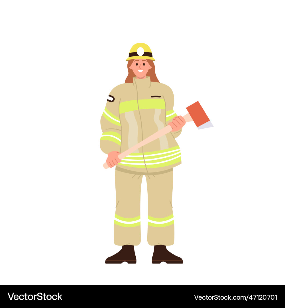 Brave Female Firefighter Royalty Free Vector Image