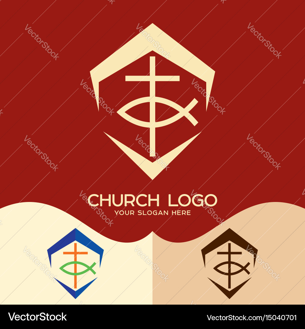 Cross and fish Royalty Free Vector Image - VectorStock