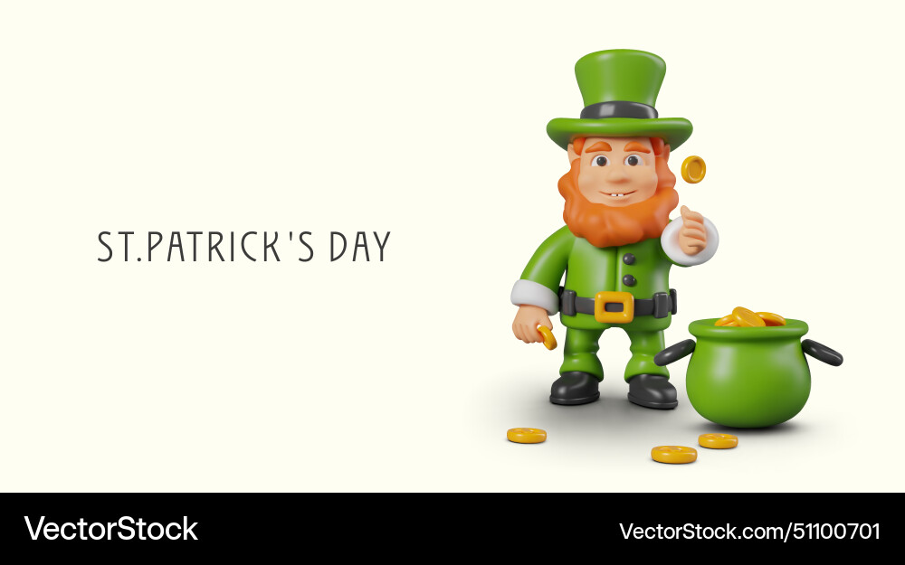 Cute st patrick day poster in cartoon style Vector Image