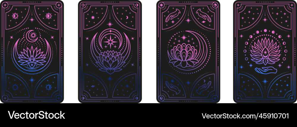 Decorative tarot cards covers magic mystical Vector Image