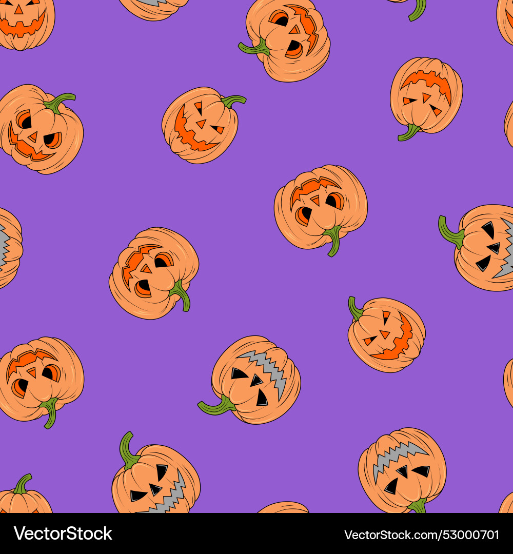 Funny seamless halloween pattern on purple Vector Image