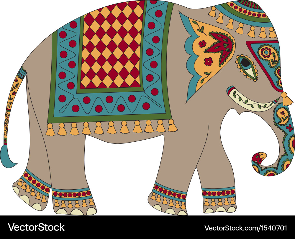 Indian elephant isolated on white Royalty Free Vector Image
