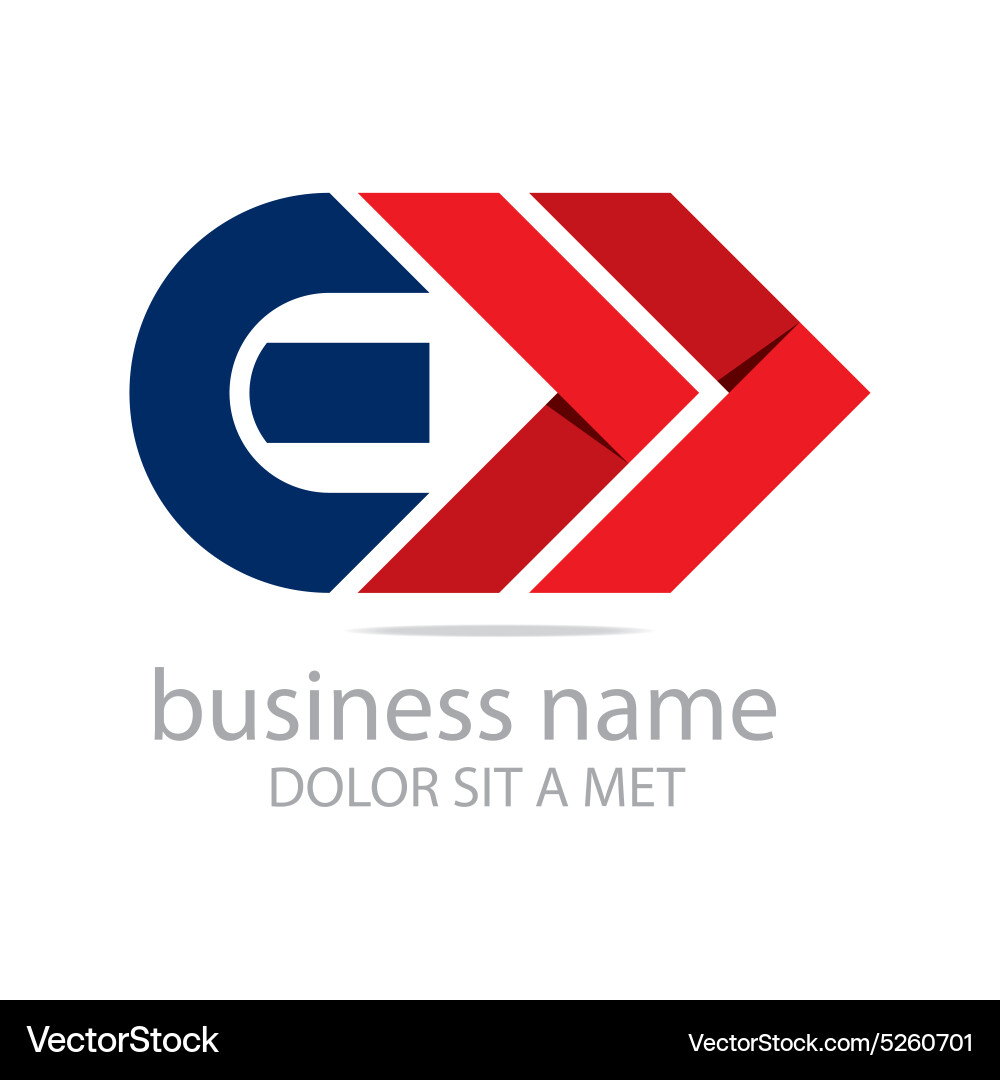 Letter e arrow element design icon Royalty Free Vector Image