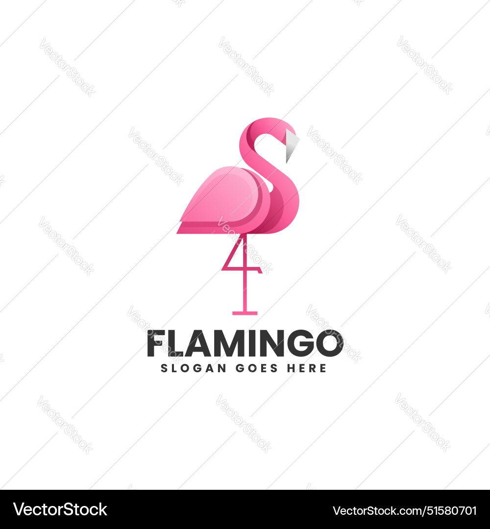 Logo flamingo gradient colorful style Royalty Free Vector