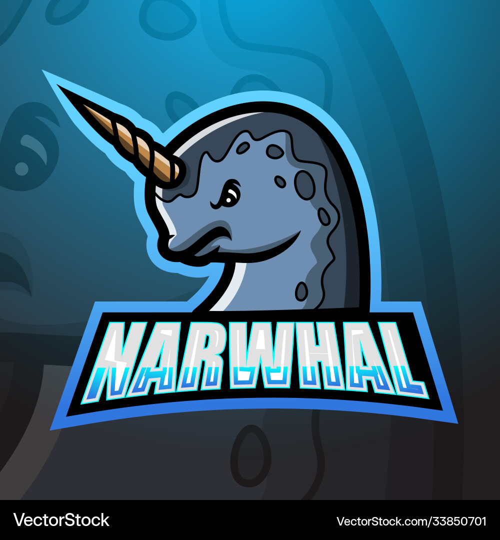 Narwhal mascot esport logo design Royalty Free Vector Image