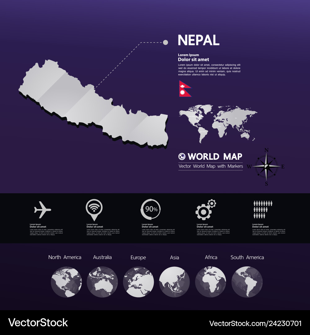 Nepal map Royalty Free Vector Image - VectorStock