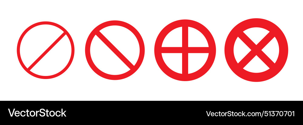 Prohibited sign icon set strictly Royalty Free Vector Image