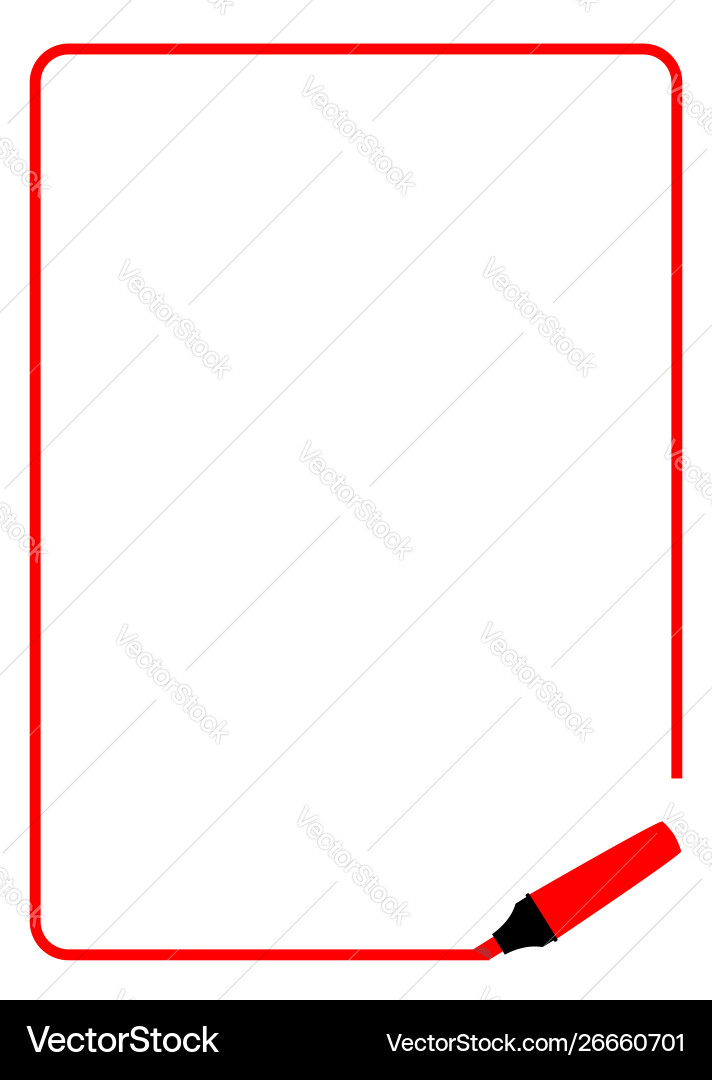 Red highlighter page border Royalty Free Vector Image