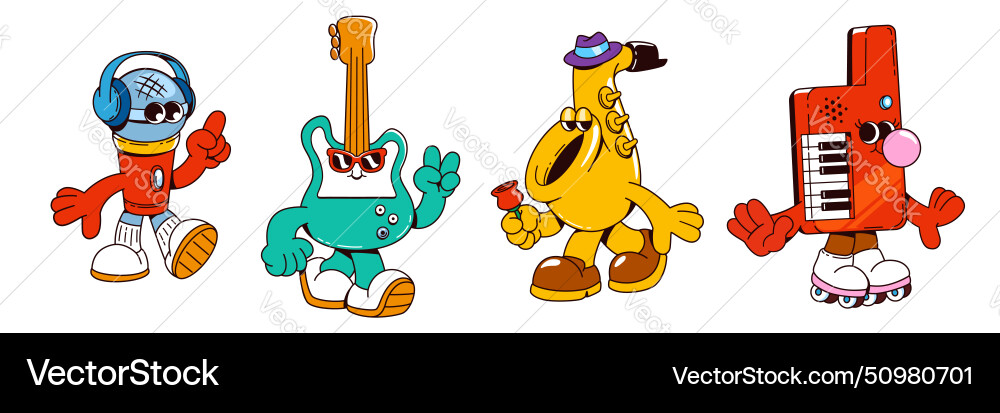 Retro music character from 90s cartoon Royalty Free Vector