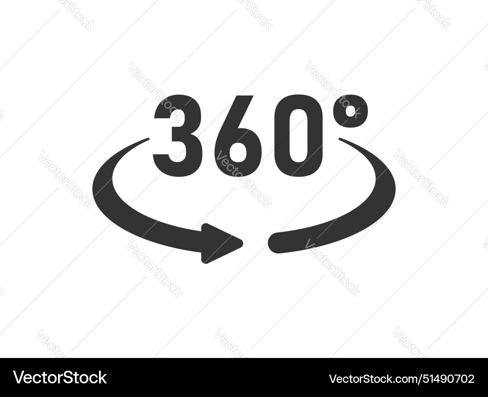 360 degrees icon in flat style rotate symbol Vector Image