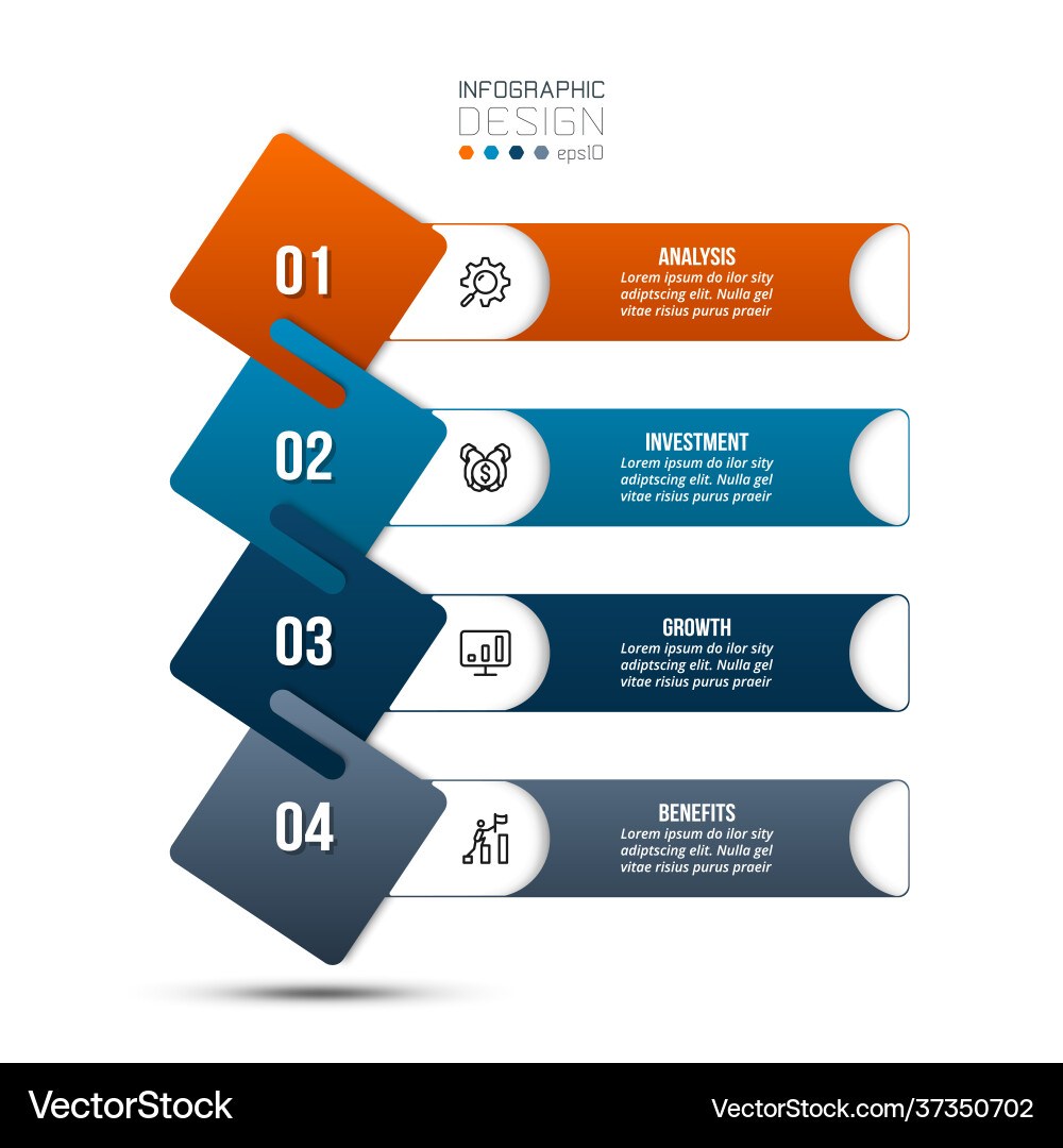 4 step process work flow infographic template Vector Image