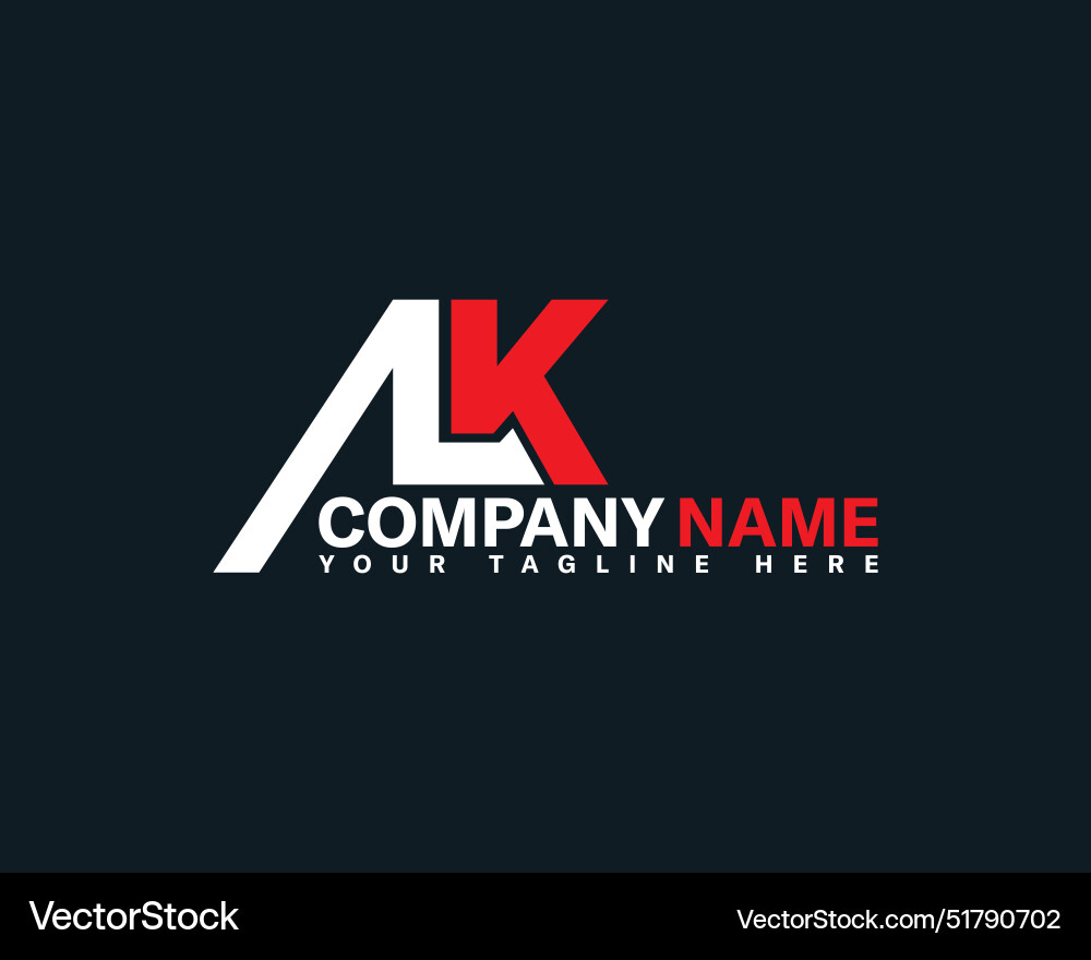 Abstract letter ak minimal logo design Royalty Free Vector