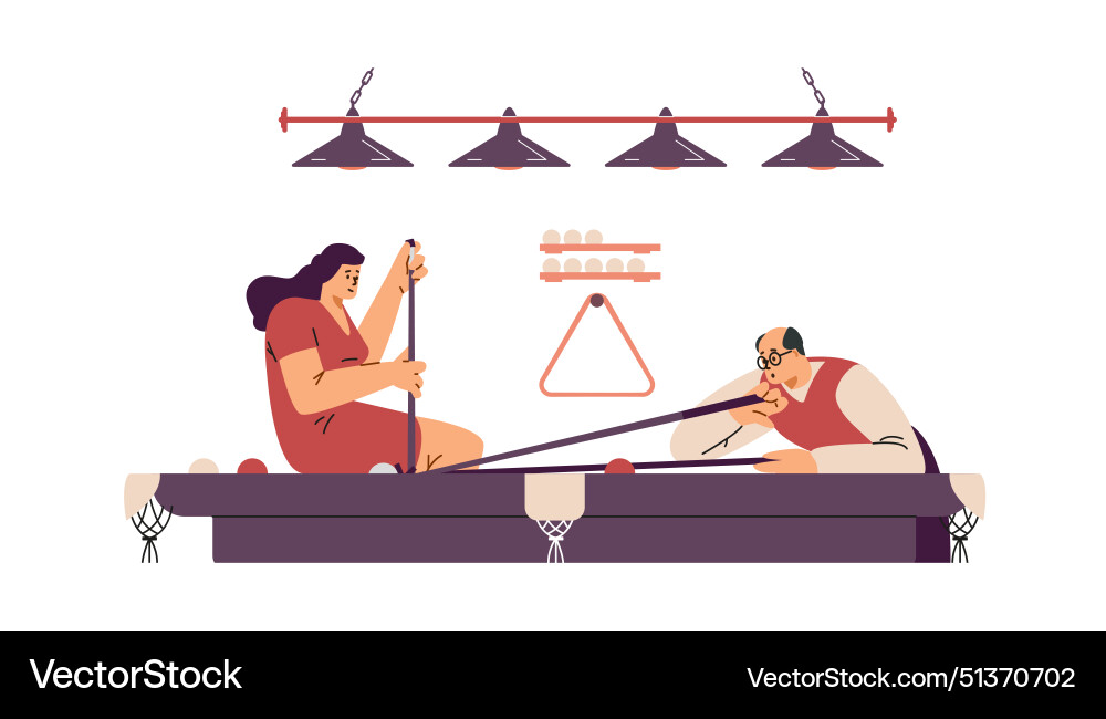 Billiards game competition flat Royalty Free Vector Image