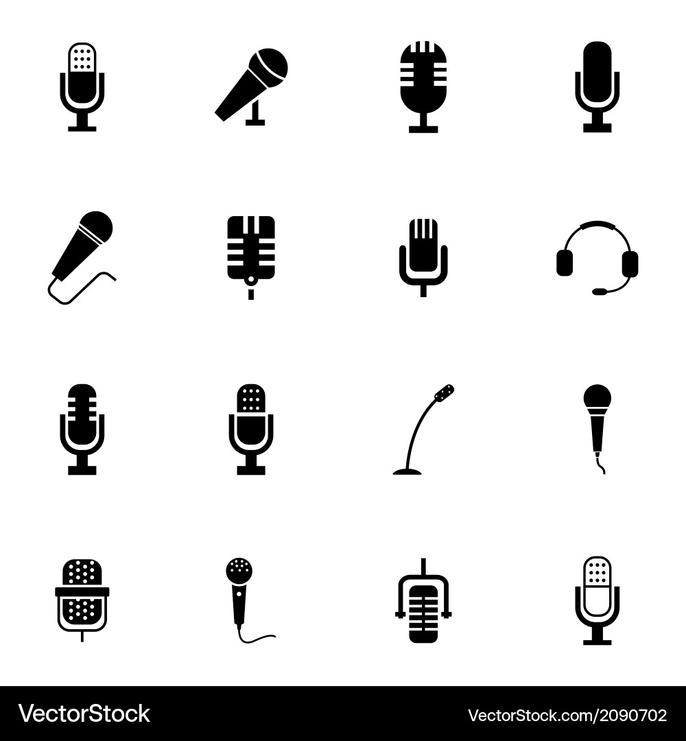 Black microphone icons set Royalty Free Vector Image