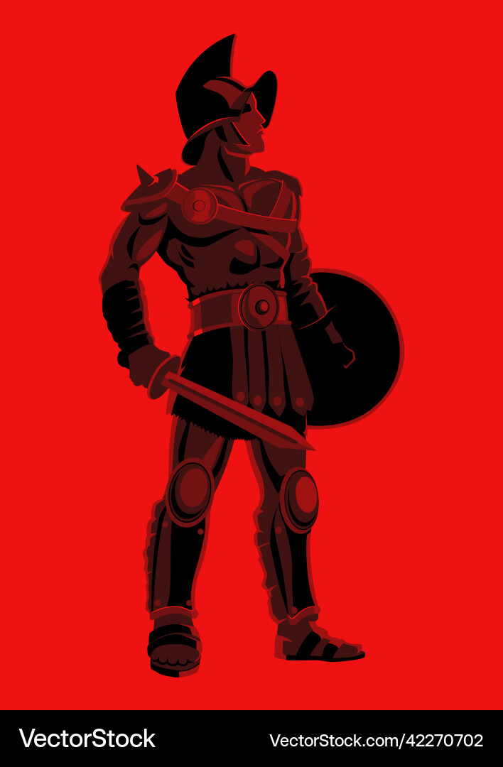 Gladiator standing with sword and shield Vector Image