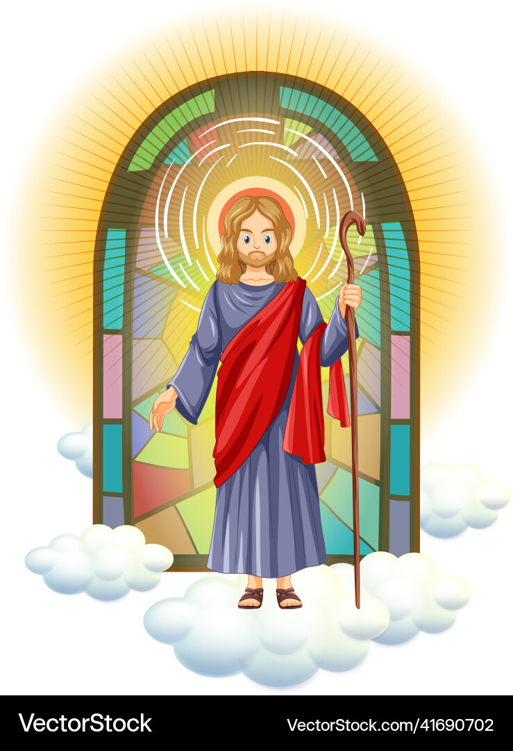 Jesus christ character in cartoon style Royalty Free Vector