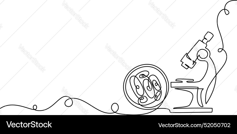 Microscope with bio cells in ocular education Vector Image