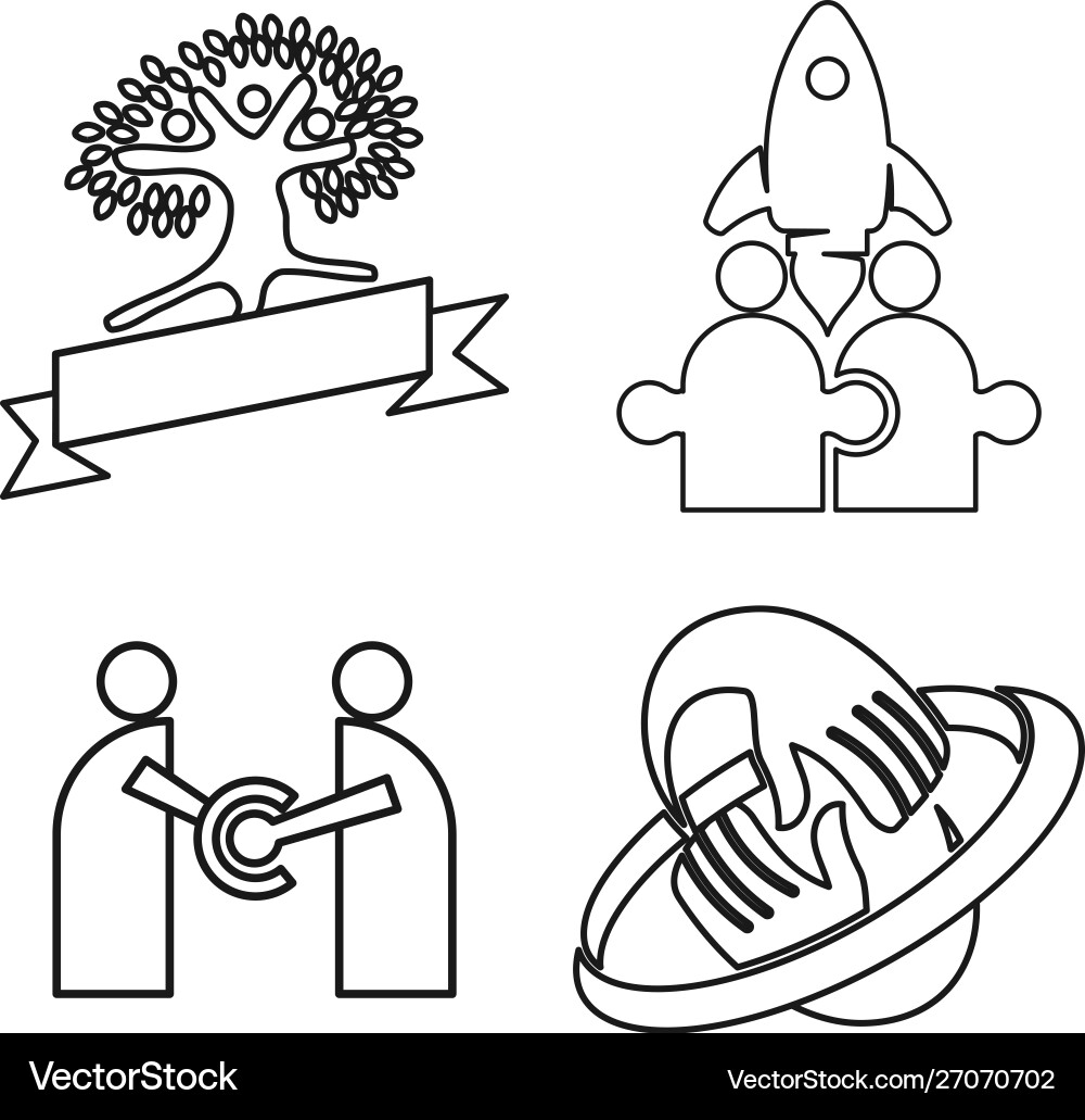 Rocket tree ribbon commitment teamwork together Vector Image