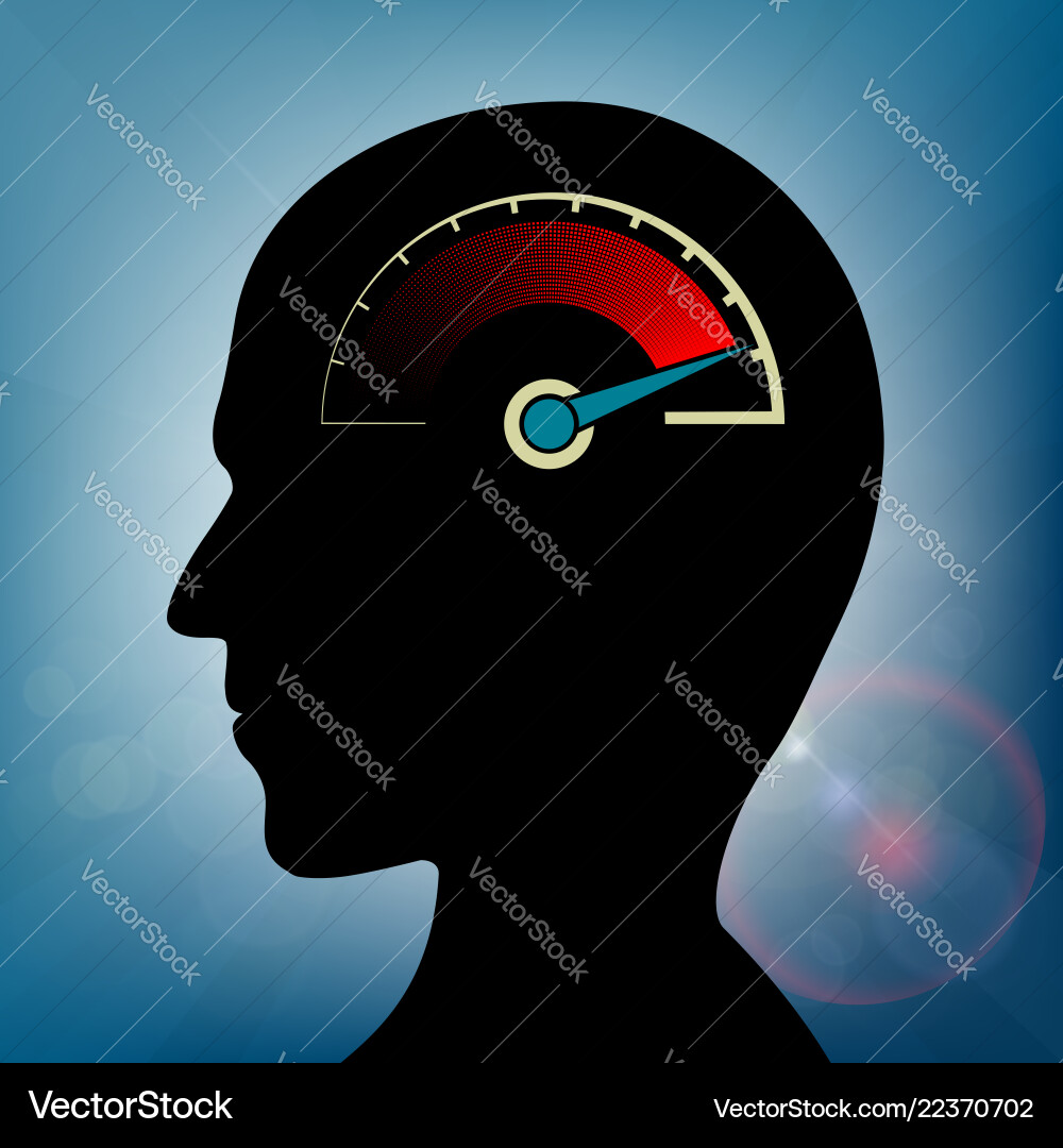 Speedometer with an arrow in human head nervous Vector Image