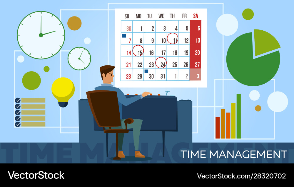 Time management planning organization and control Vector Image