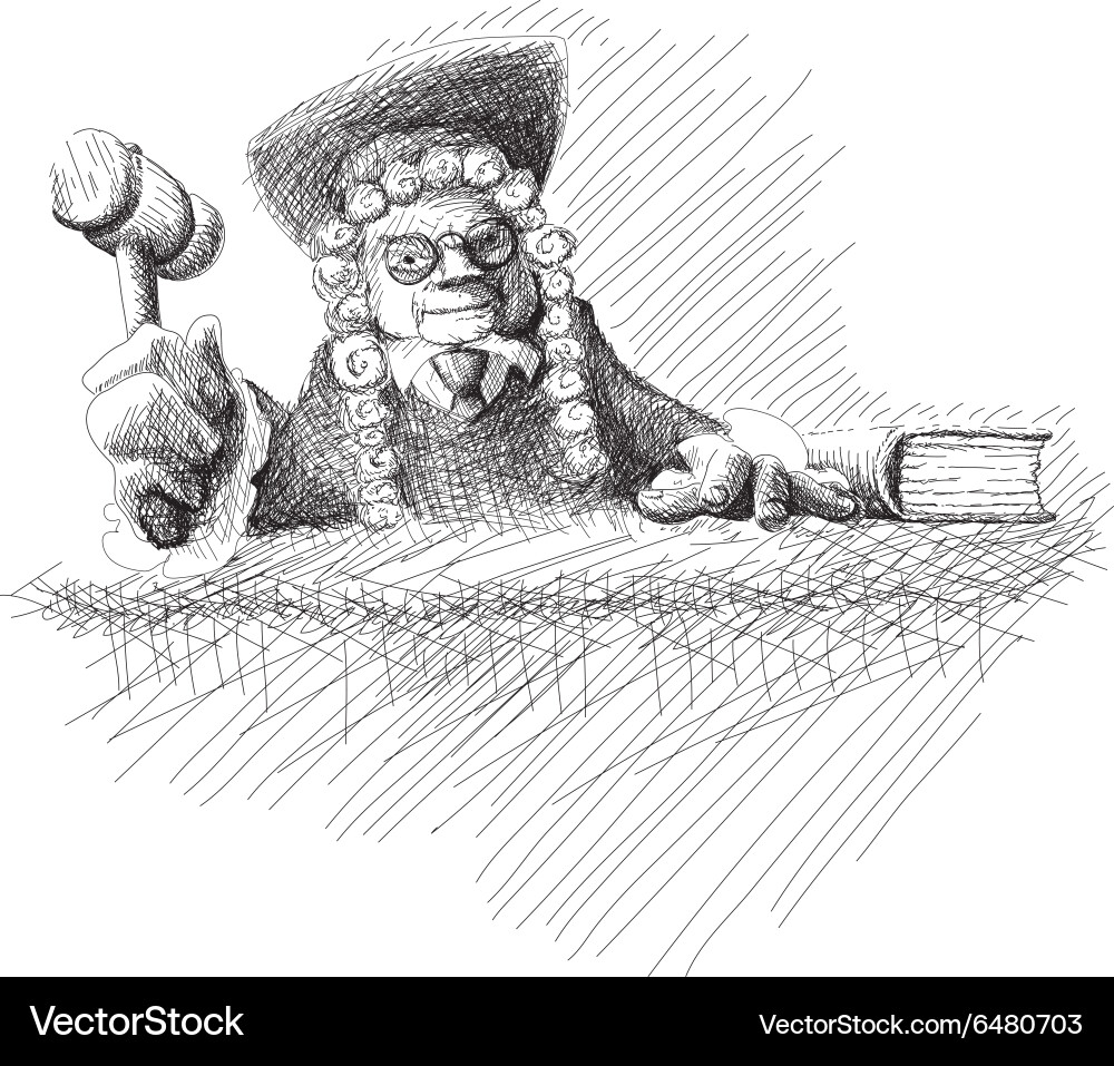 Angry judge doodle Royalty Free Vector Image - VectorStock
