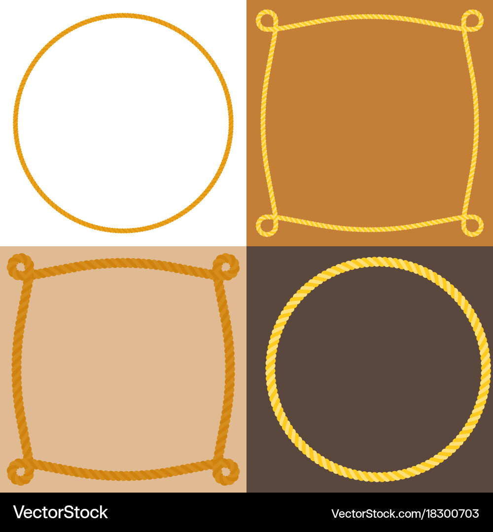 Circle and square rope frame Royalty Free Vector Image