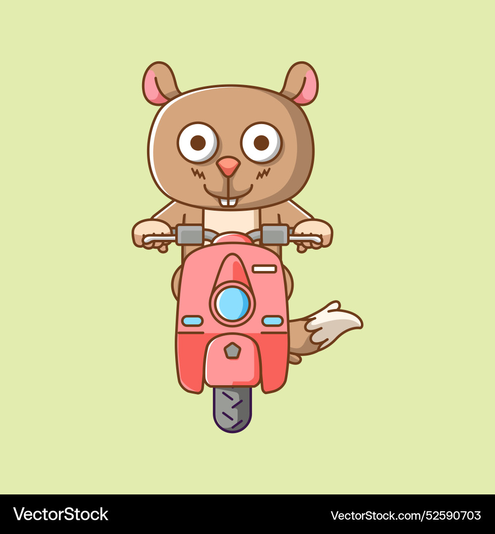 Cute squirrel riding scooter animal kawaii chibi Vector Image