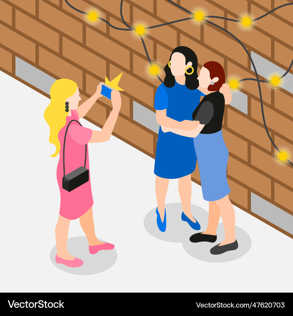 Female friends isometric composition Royalty Free Vector