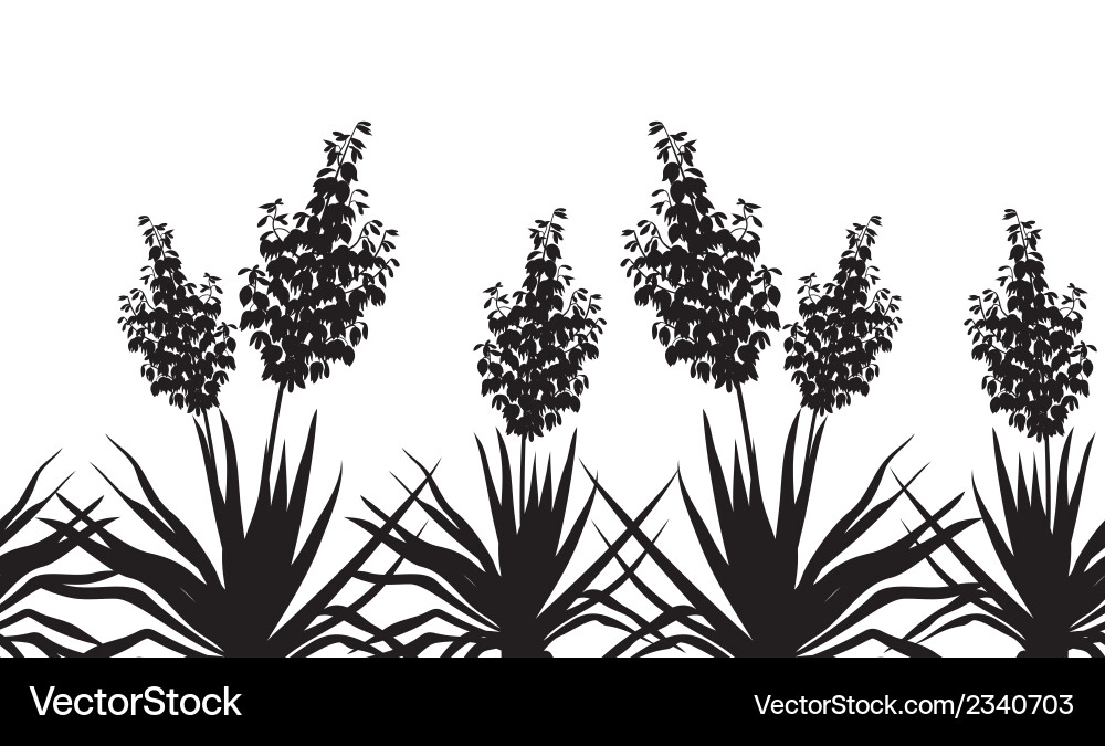 Flowers yucca silhouette horizontal seamless Vector Image
