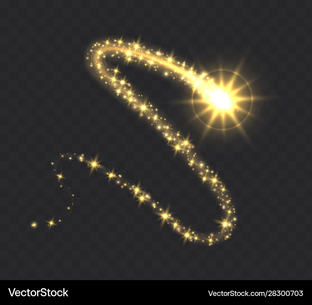 Glowing magic swirl golden light trail effect Vector Image