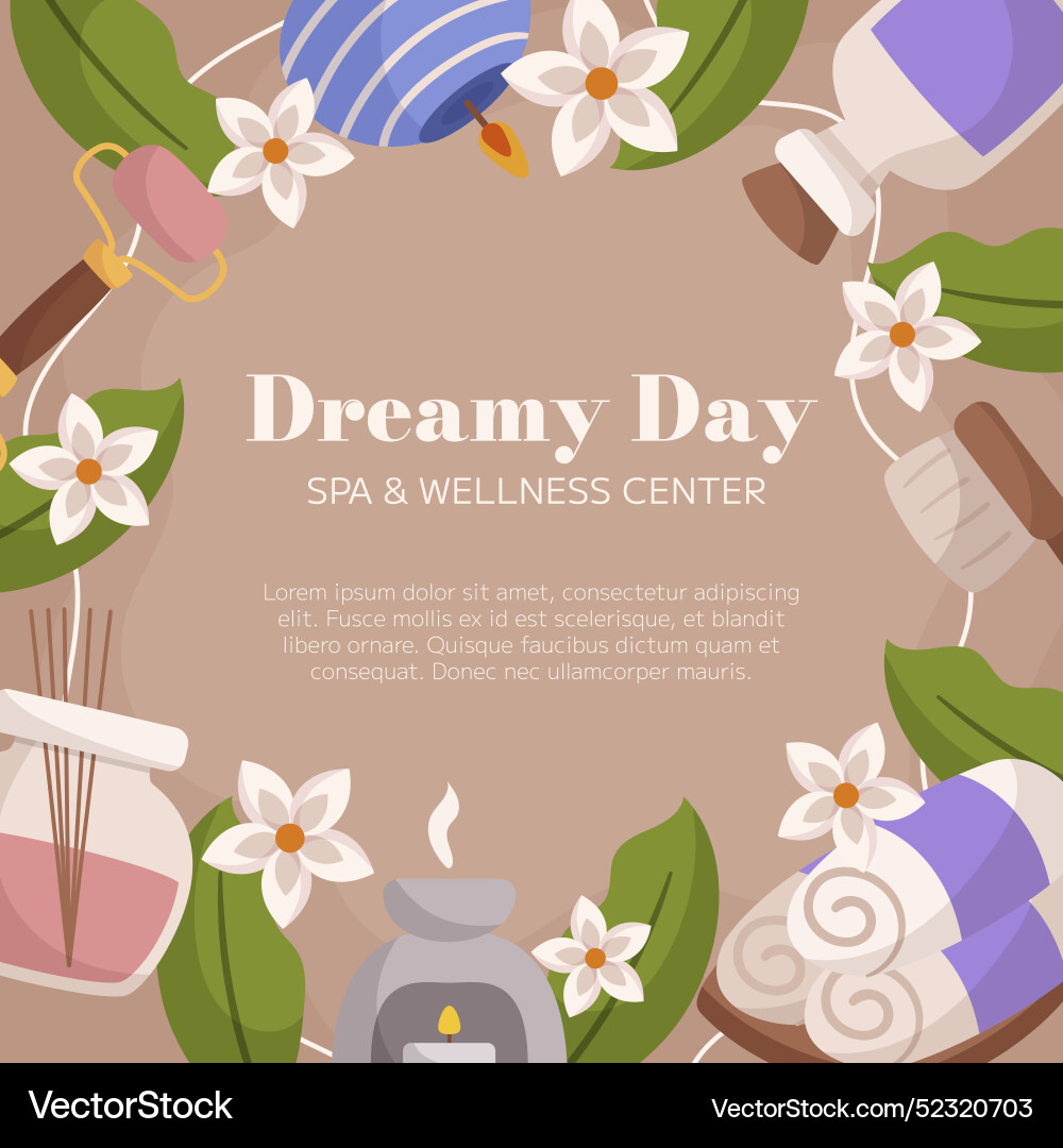 Hand drawn spa instagram post template Royalty Free Vector