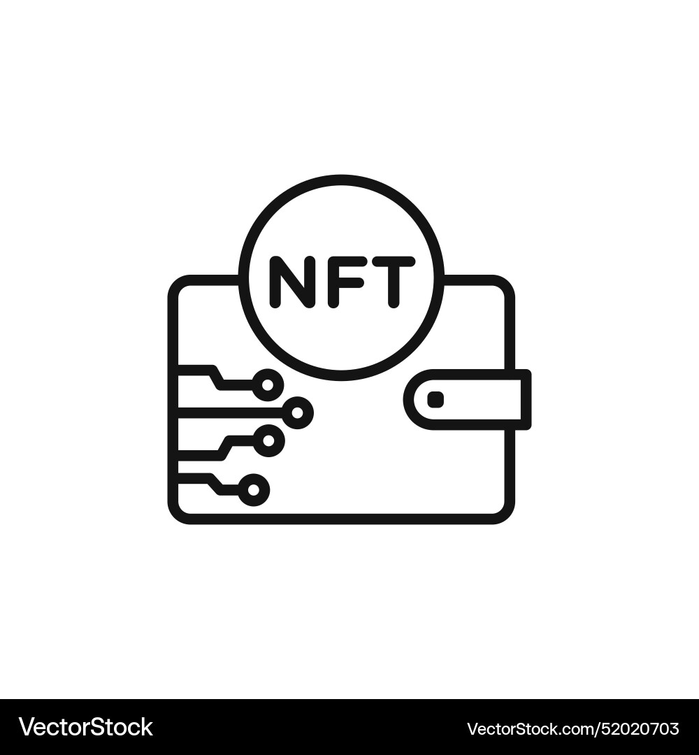 Nft wallet icon outline collection in black Vector Image