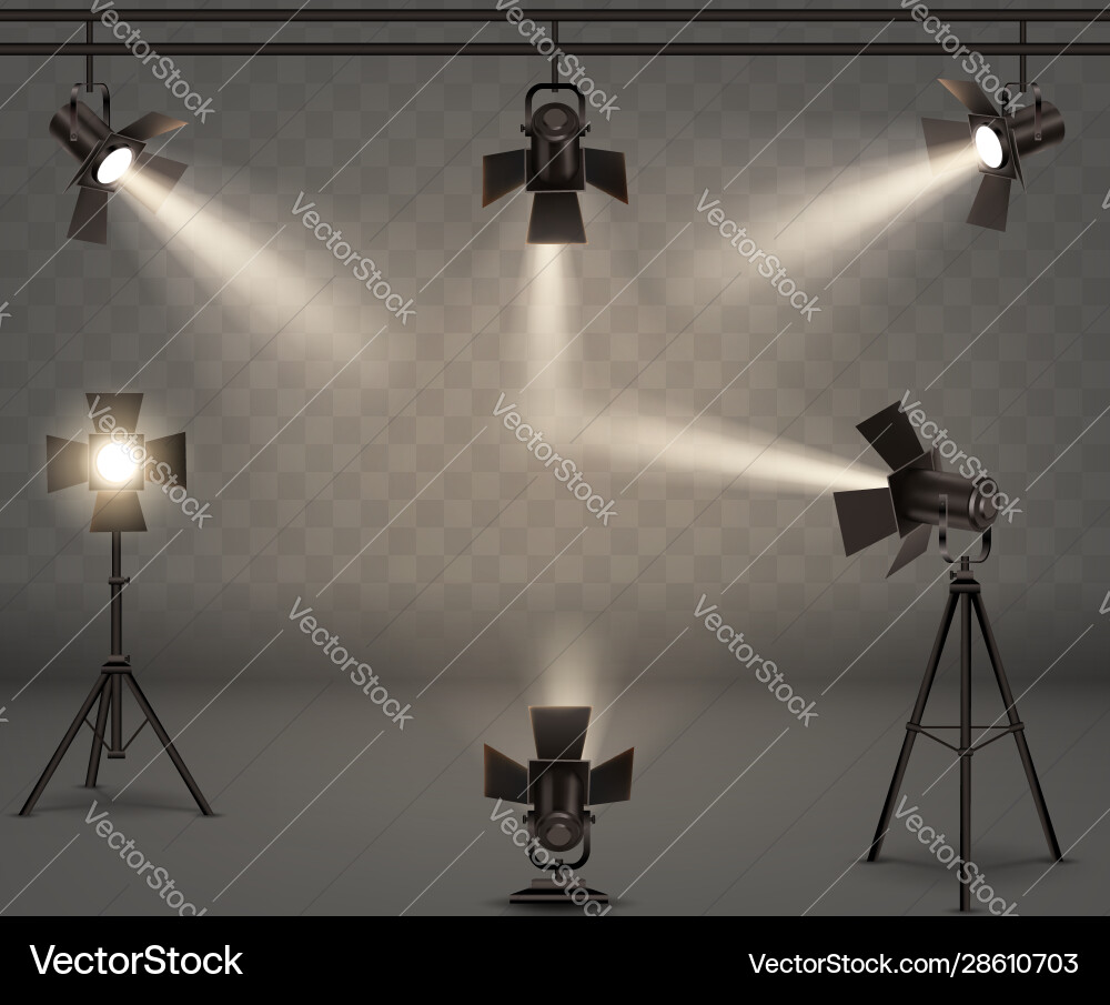 Realistic Spotlight Set - Warm Light Royalty Free Vector