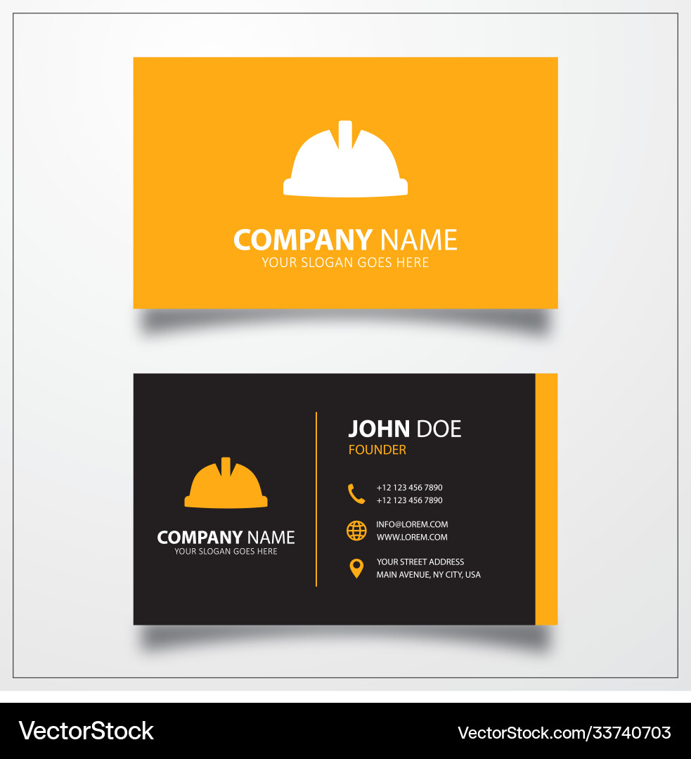 Safety worker hardhat icon business card template Vector Image