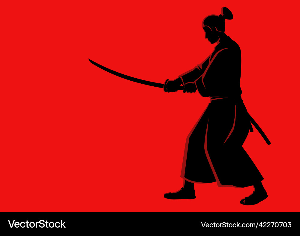 Samurai on red background Royalty Free Vector Image