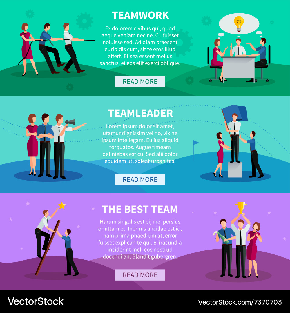 Teamwork horizontal banners Royalty Free Vector Image
