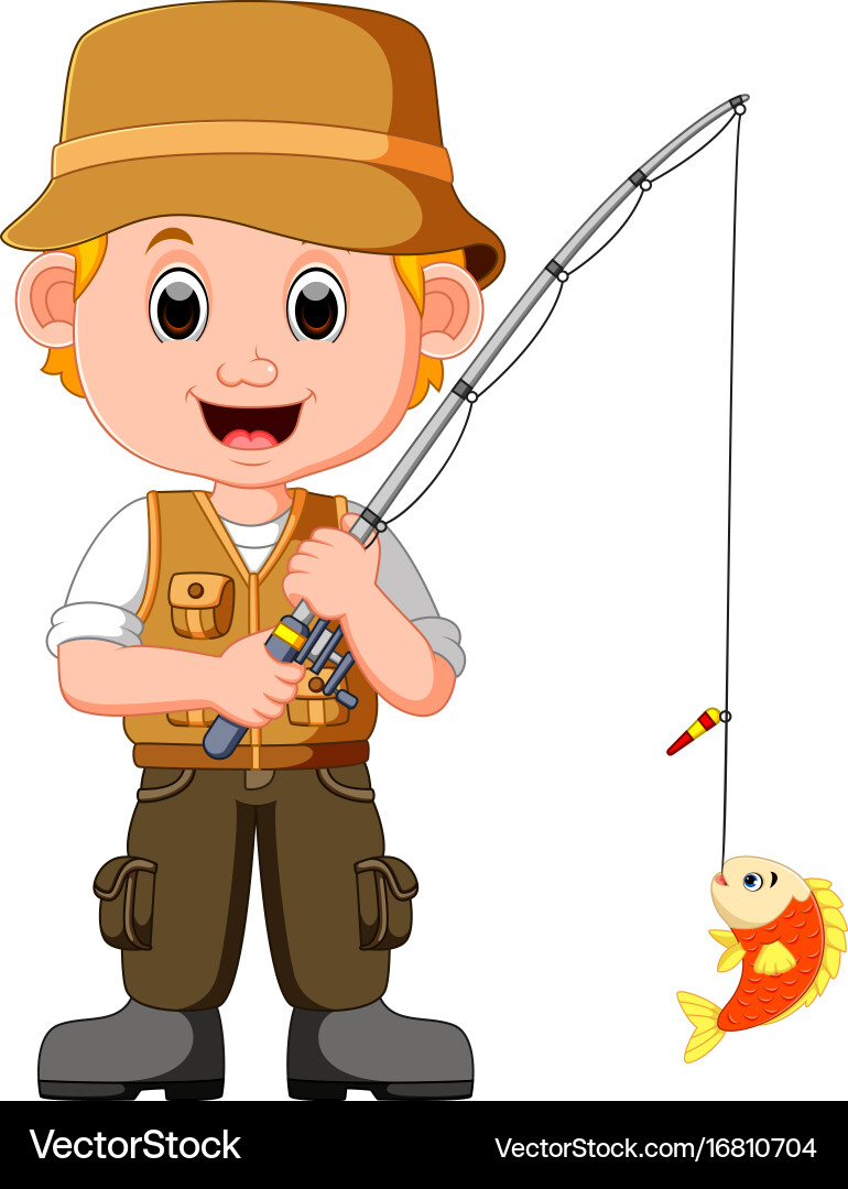 Cartoon man fishing Royalty Free Vector Image - VectorStock