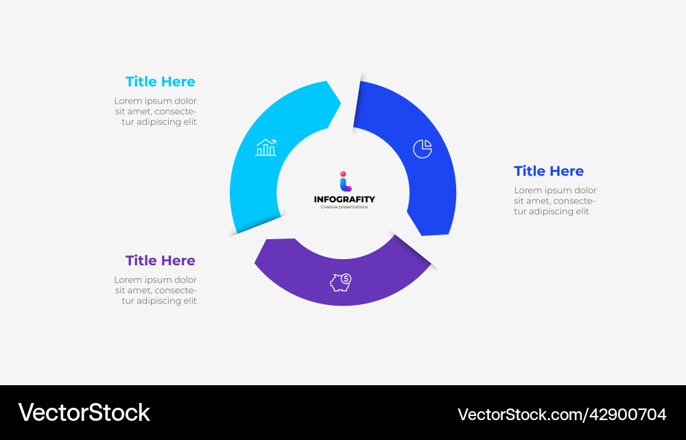 Cycle arrows diagram with 3 options or steps Vector Image