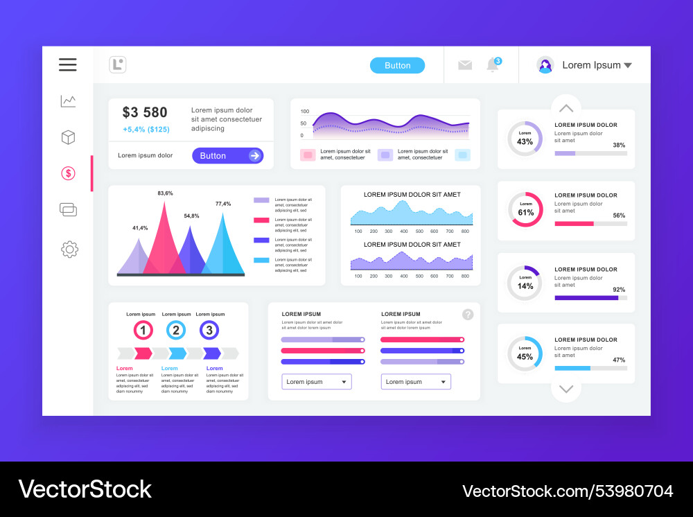 Dashboard admin panel design template with Vector Image