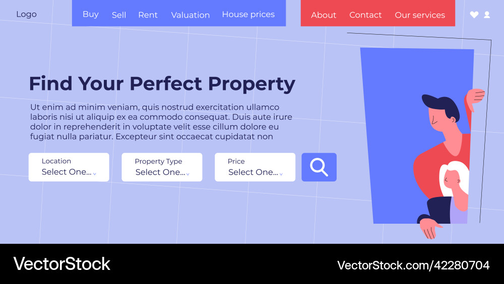 Find your perfect property search on website Vector Image