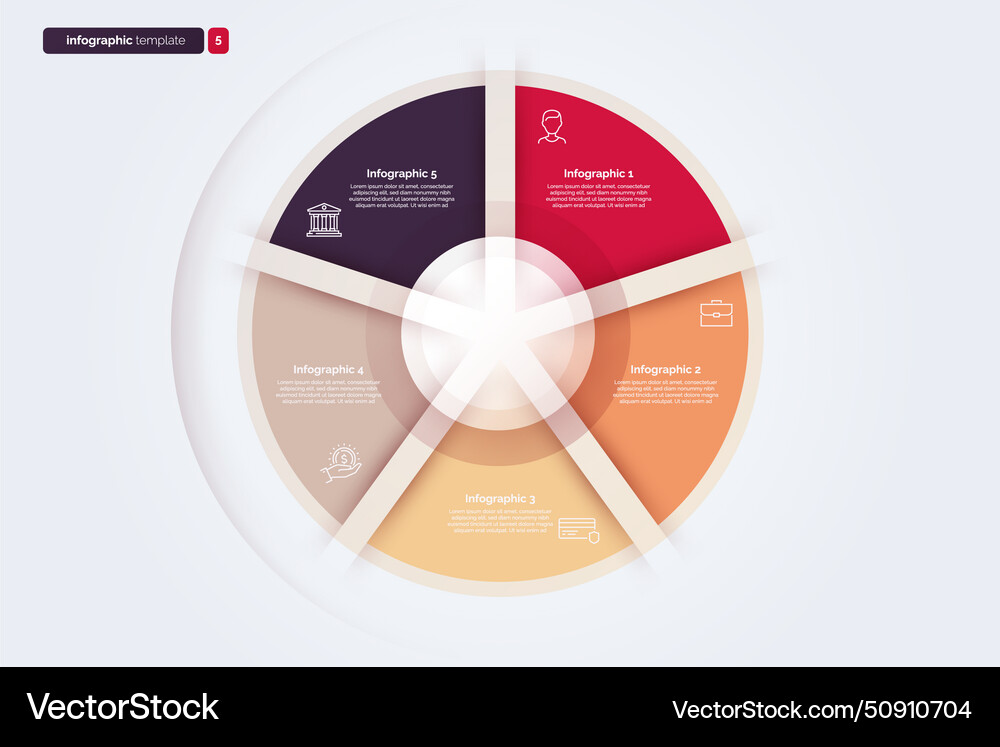 Five option cycle infographic chart Royalty Free Vector
