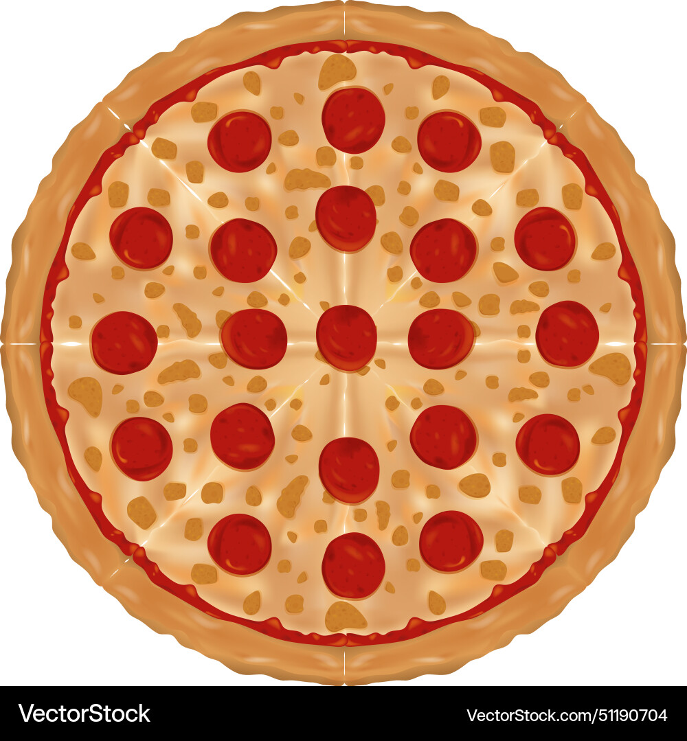 Graphic of a whole pepperoni pizza Royalty Free Vector Image