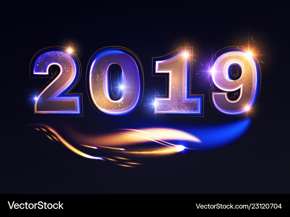 Happy new 2019 year elegant shining number Vector Image