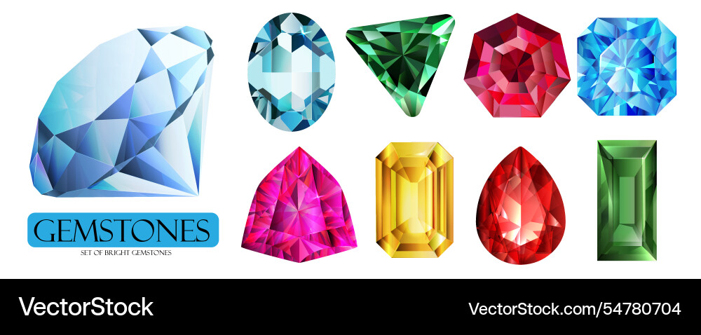 Set of precious stones expensive gemstones Vector Image