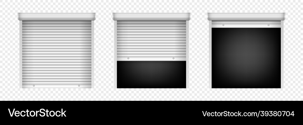 Set of roller shutter gate open and closed Vector Image