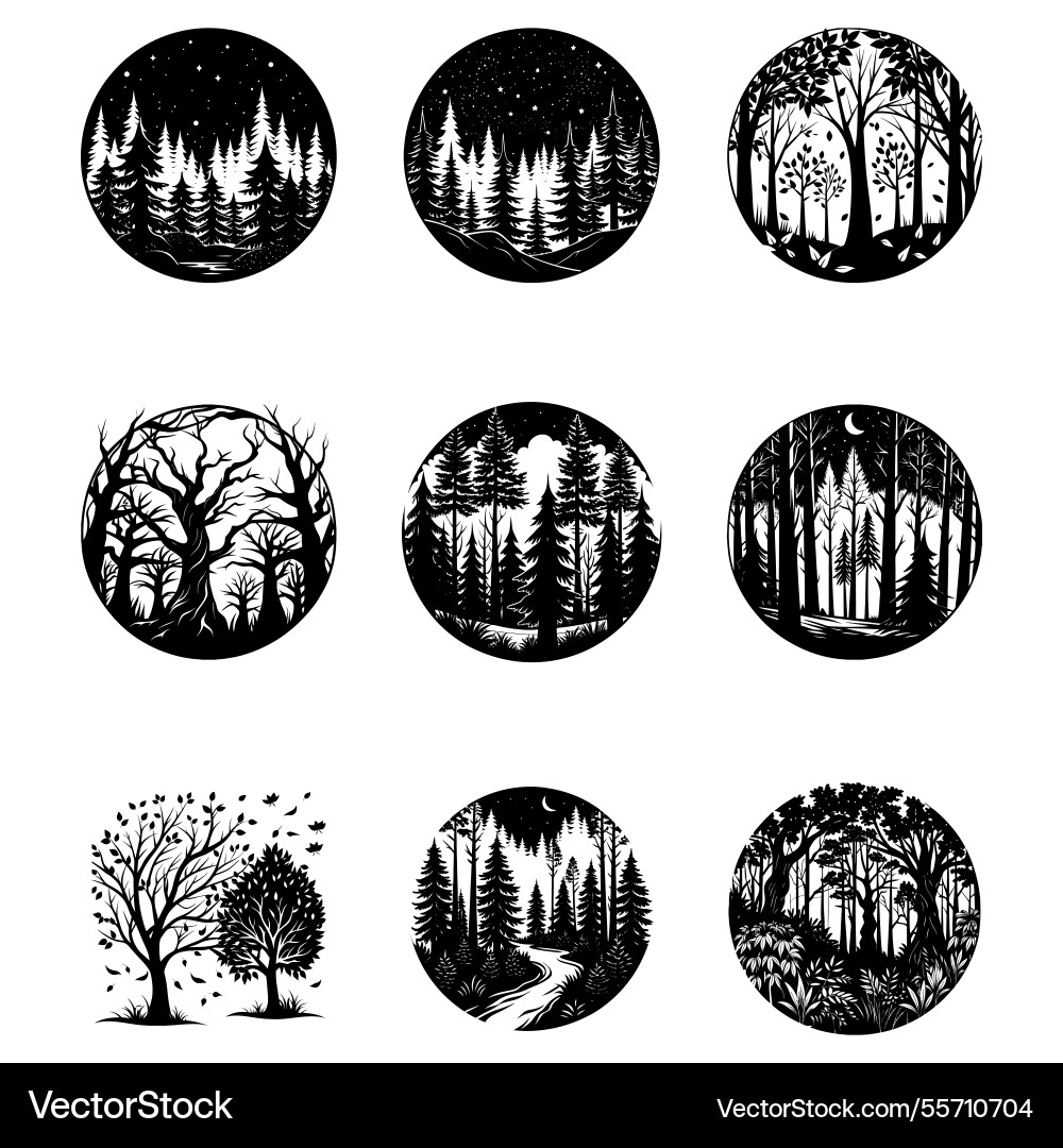 Woodland silhouette svg Royalty Free Vector Image